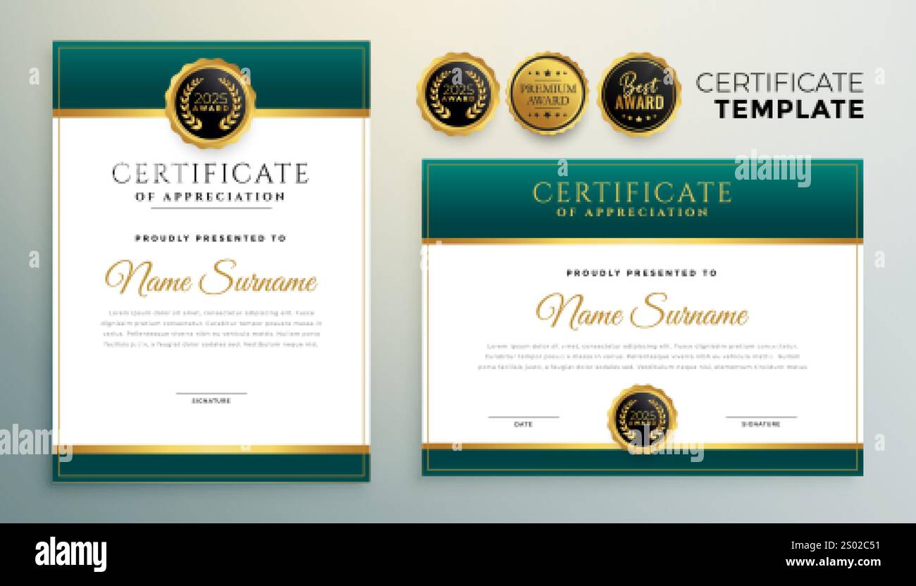 modern green and gold certificate template design Stock Vector Image ...
