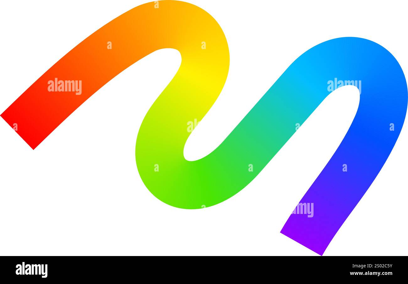Rainbow colored squiggle. Cool multicolored curvy line isolated on ...