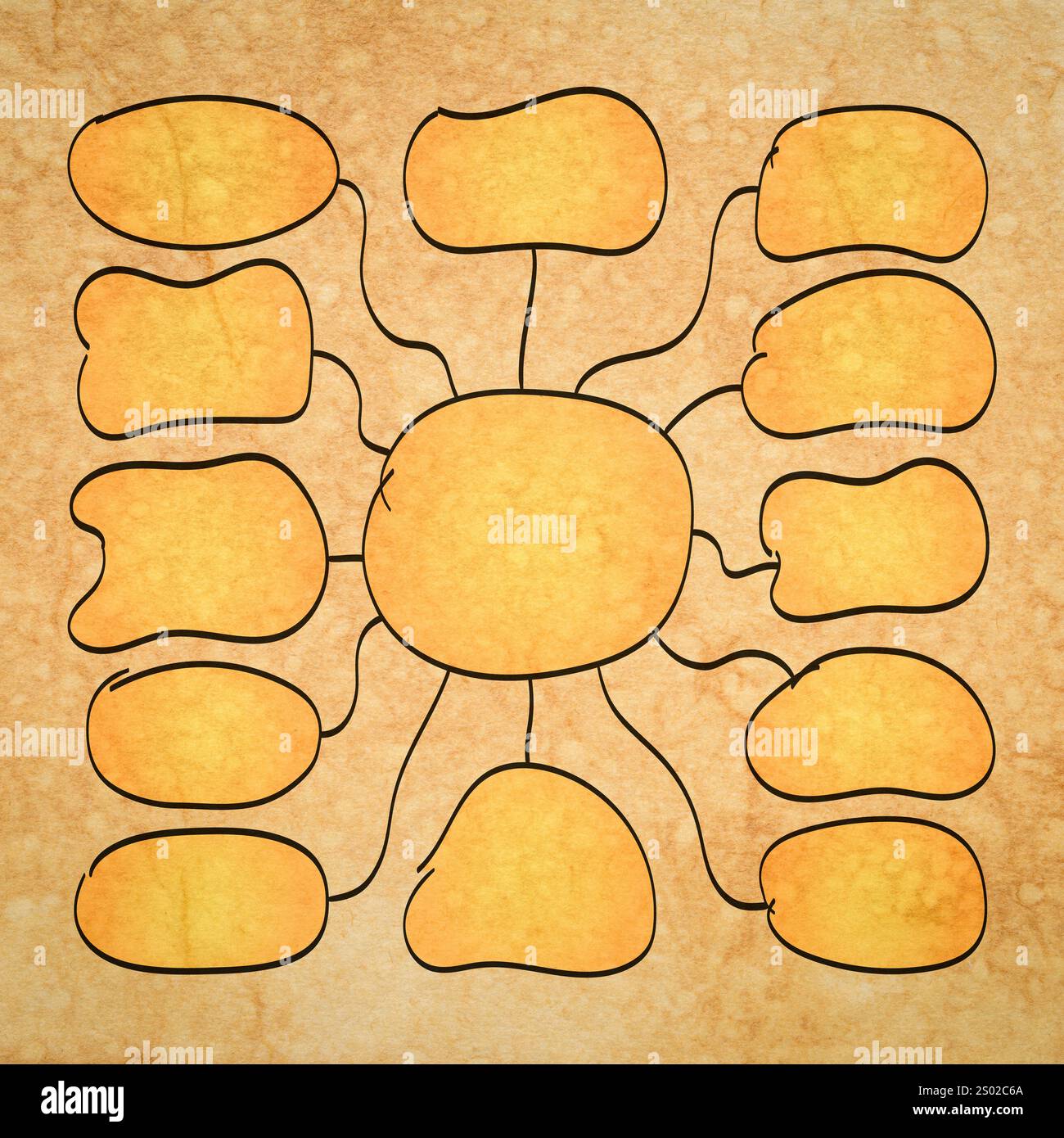 simple flowchart sketch or mind map infographics template with 13 blank ...