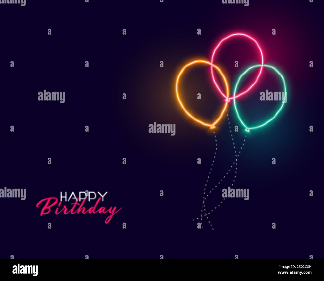 cute happy birthday neon balloons background Stock Vector Image & Art ...