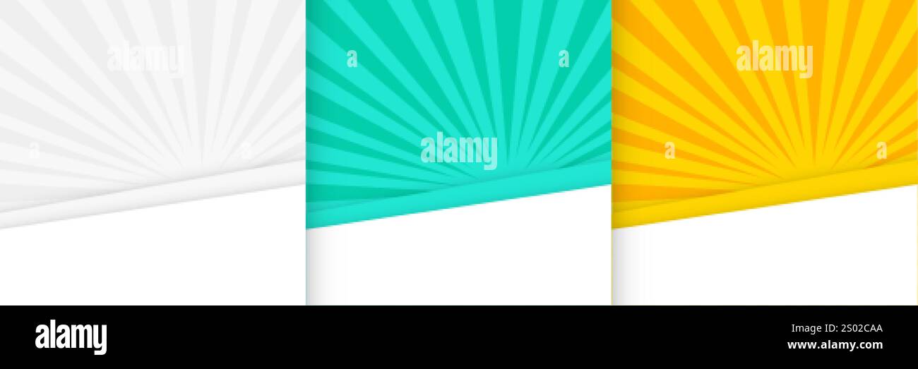 stylish set of sunburst background in three colors Stock Vector Image ...