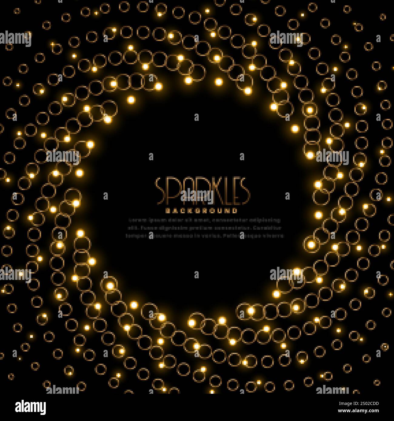 swirl golden sparkles frame on black background Stock Vector Image ...