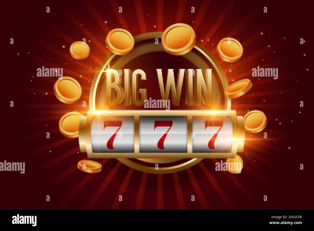 Big win banner gold coins hi-res stock photography and images - Alamy