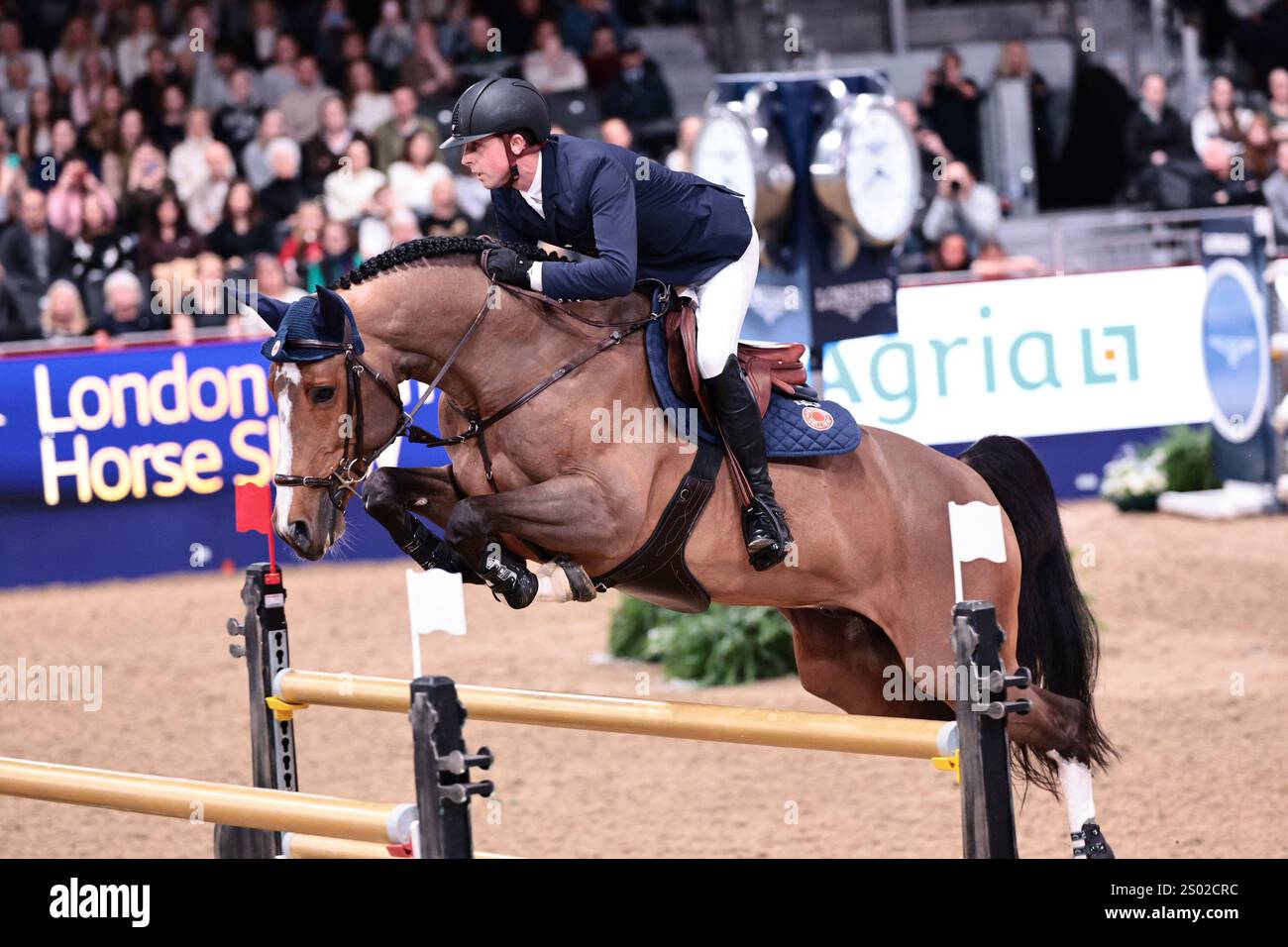 Ben Maher of United Kingdom with Point Break during the Longines FEI ...