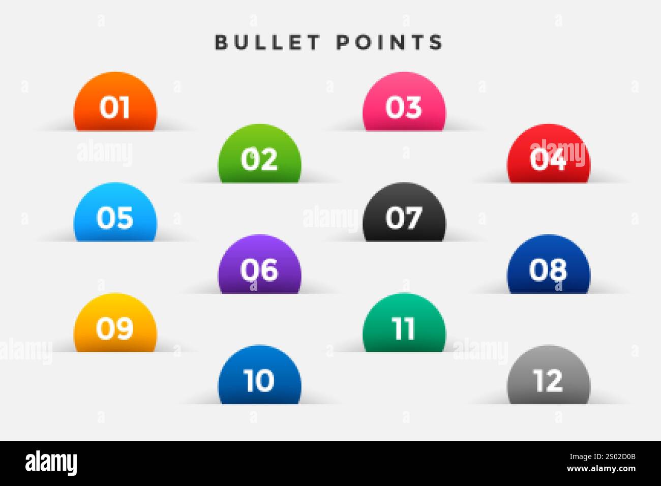 bullet points numbers set in half circle style Stock Vector Image & Art ...