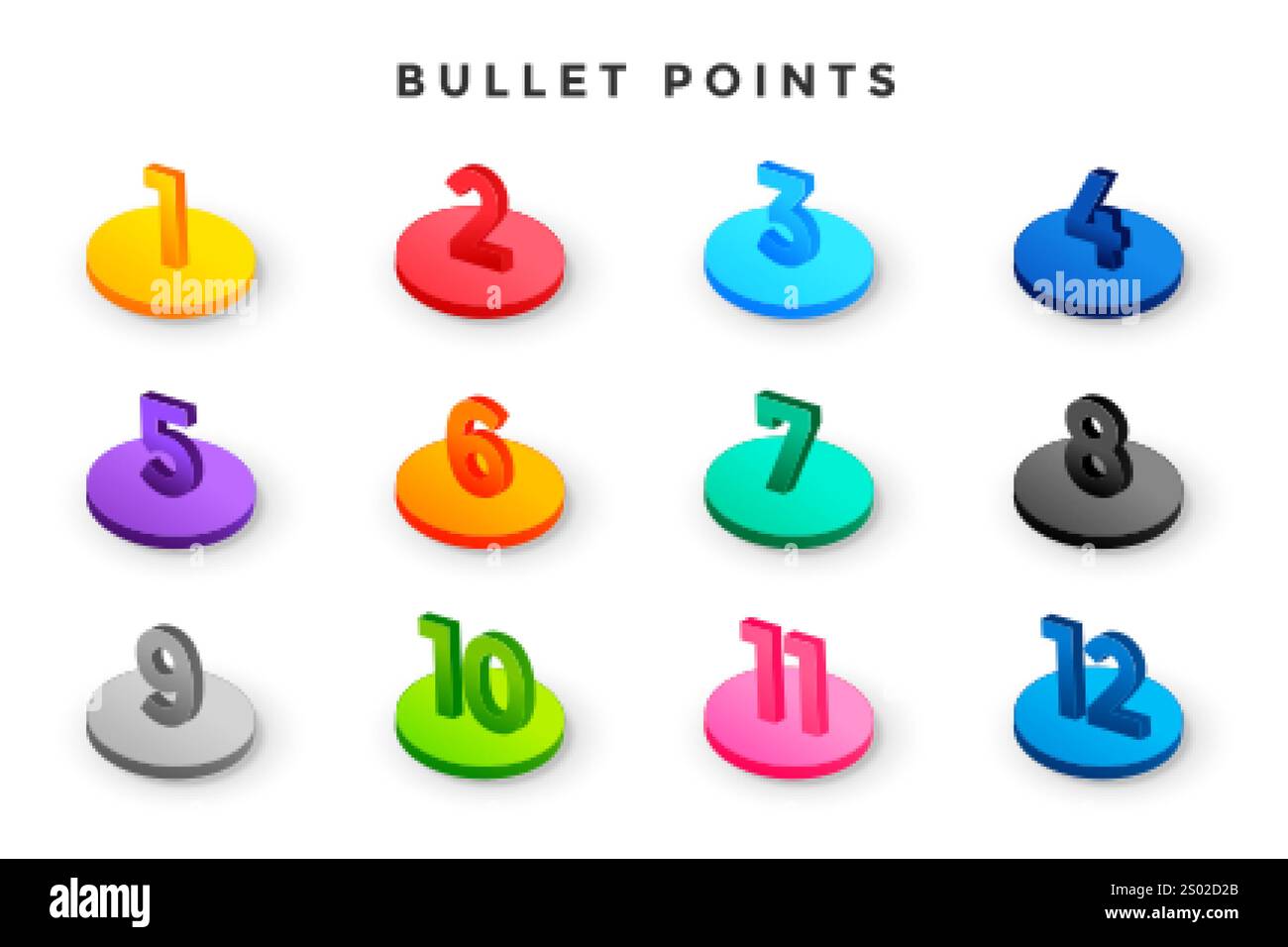3d style bullet points numbers from one to twelve Stock Vector Image ...