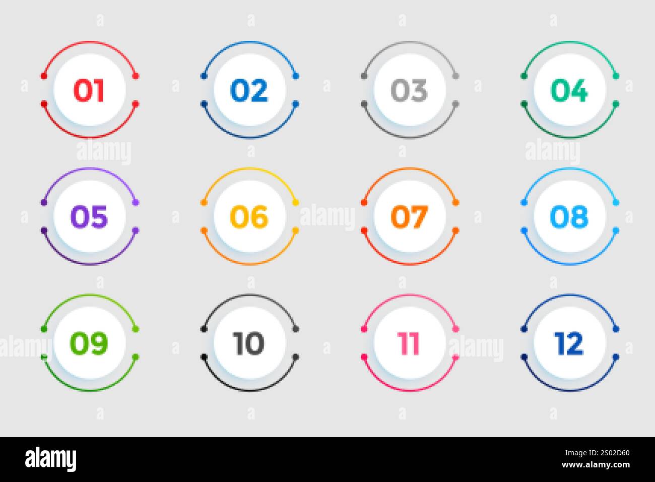 circular bullet points numbers from one to twelve Stock Vector Image & Art - Alamy