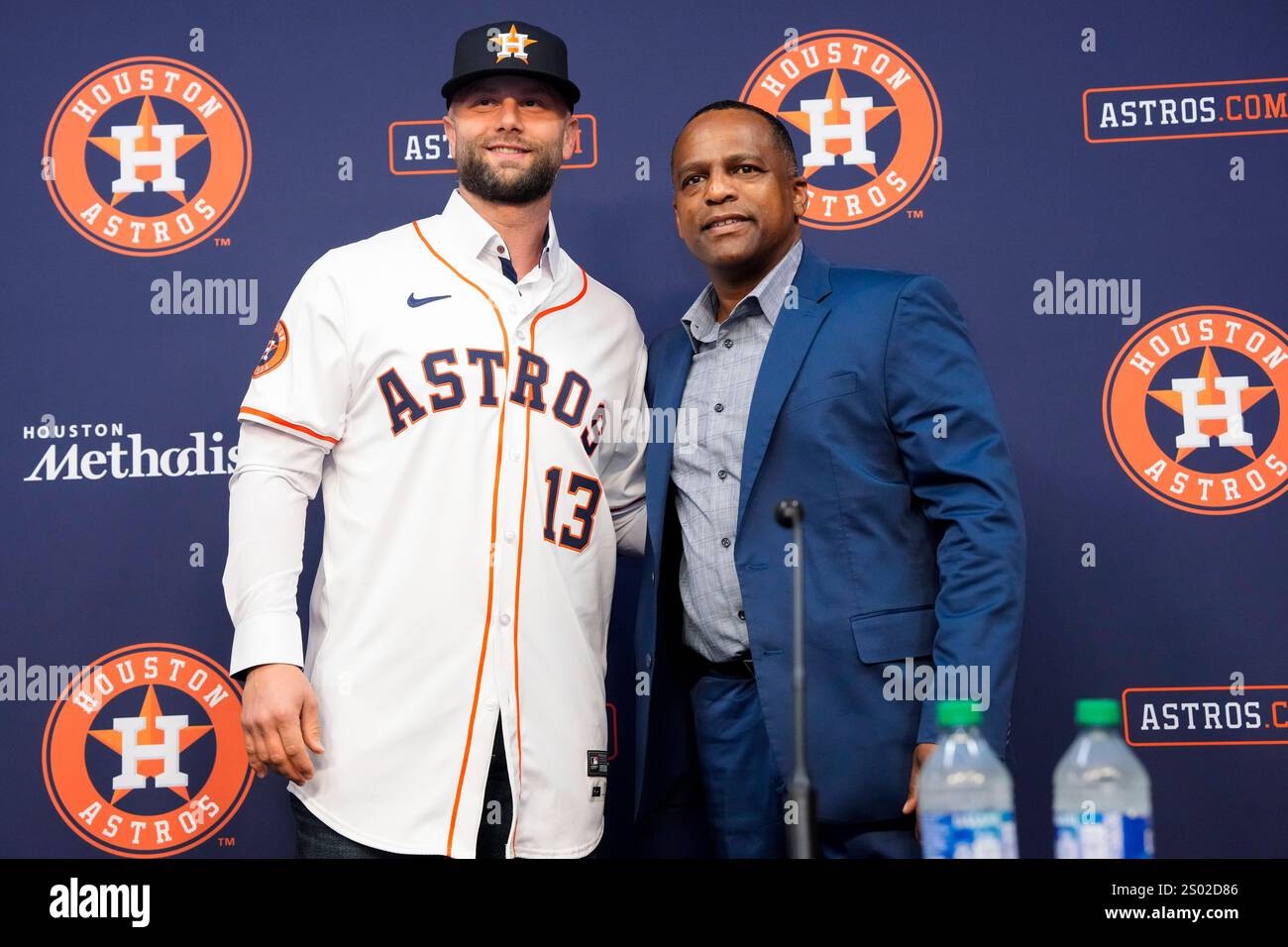 Houston Astros General Manager Dana Brown, right, and new player ...