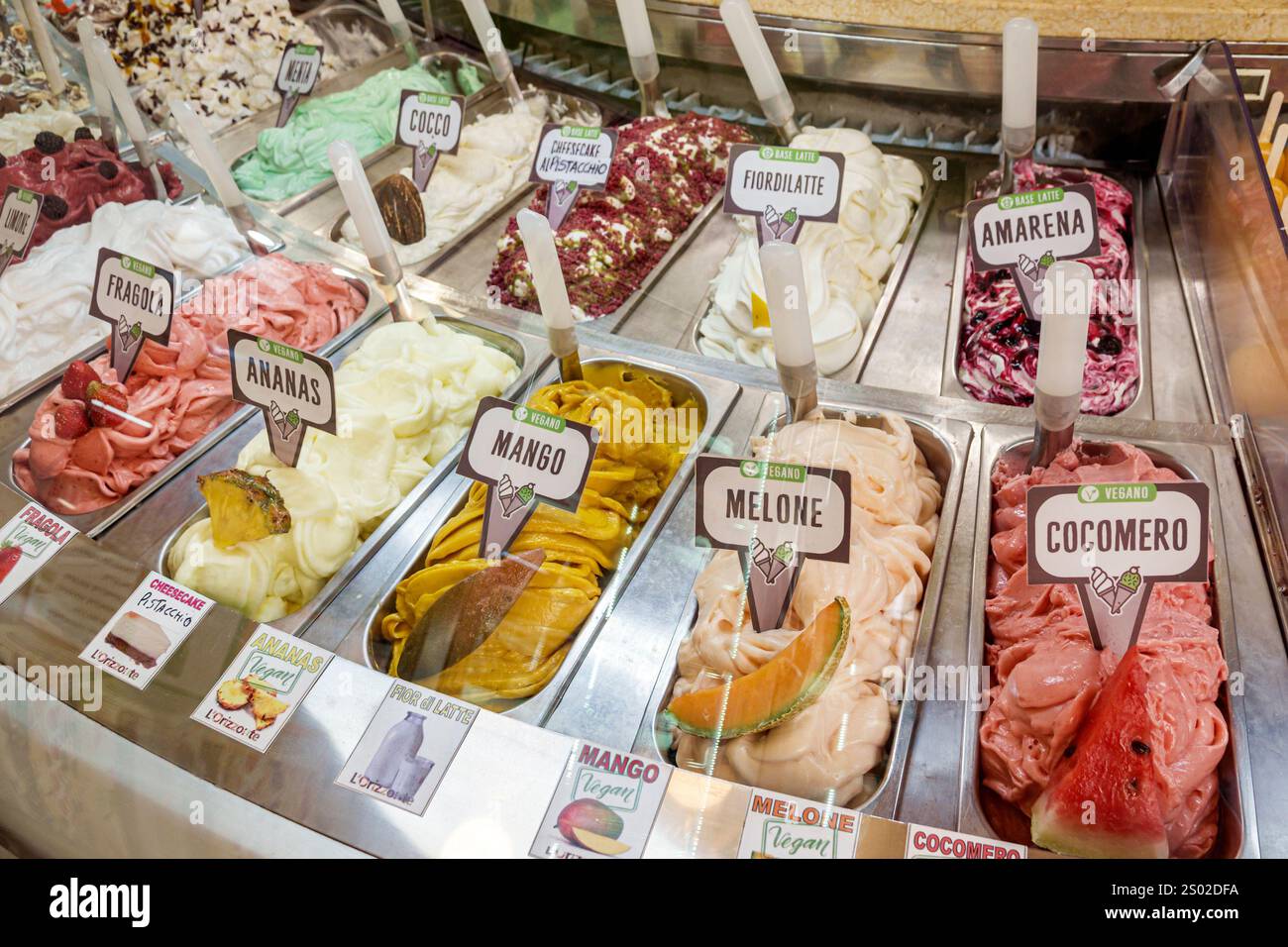 Livorno Italy,Via Grande,gelato display,ice cream shop,variety flavors ...