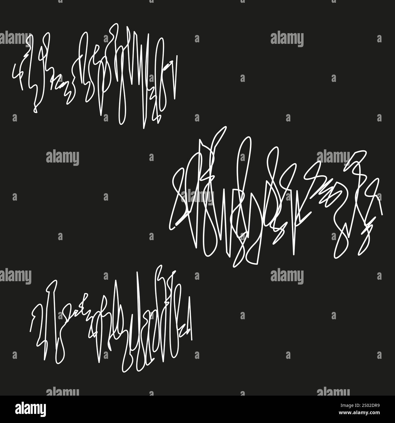 Abstract scribbled text. White handwritten shapes. Curved lettering ...