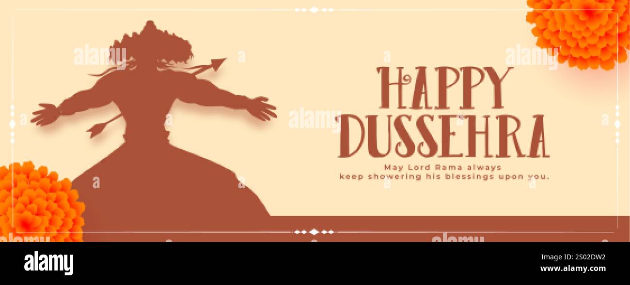 happy dussehra traditional card with raavan silhouette Stock Vector ...