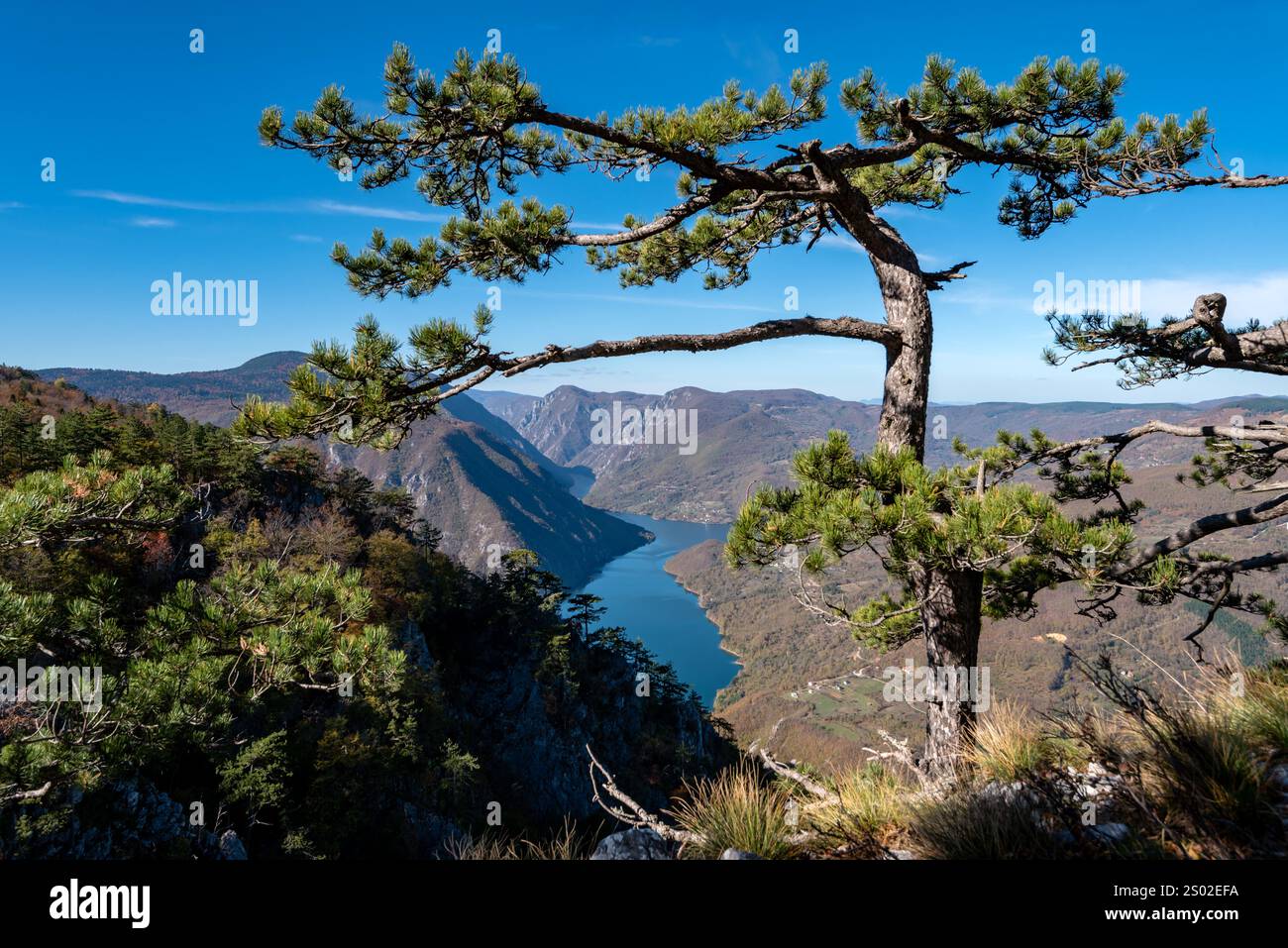 View of Lake Perucac and the canyon of the river Drina from the Banjska ...