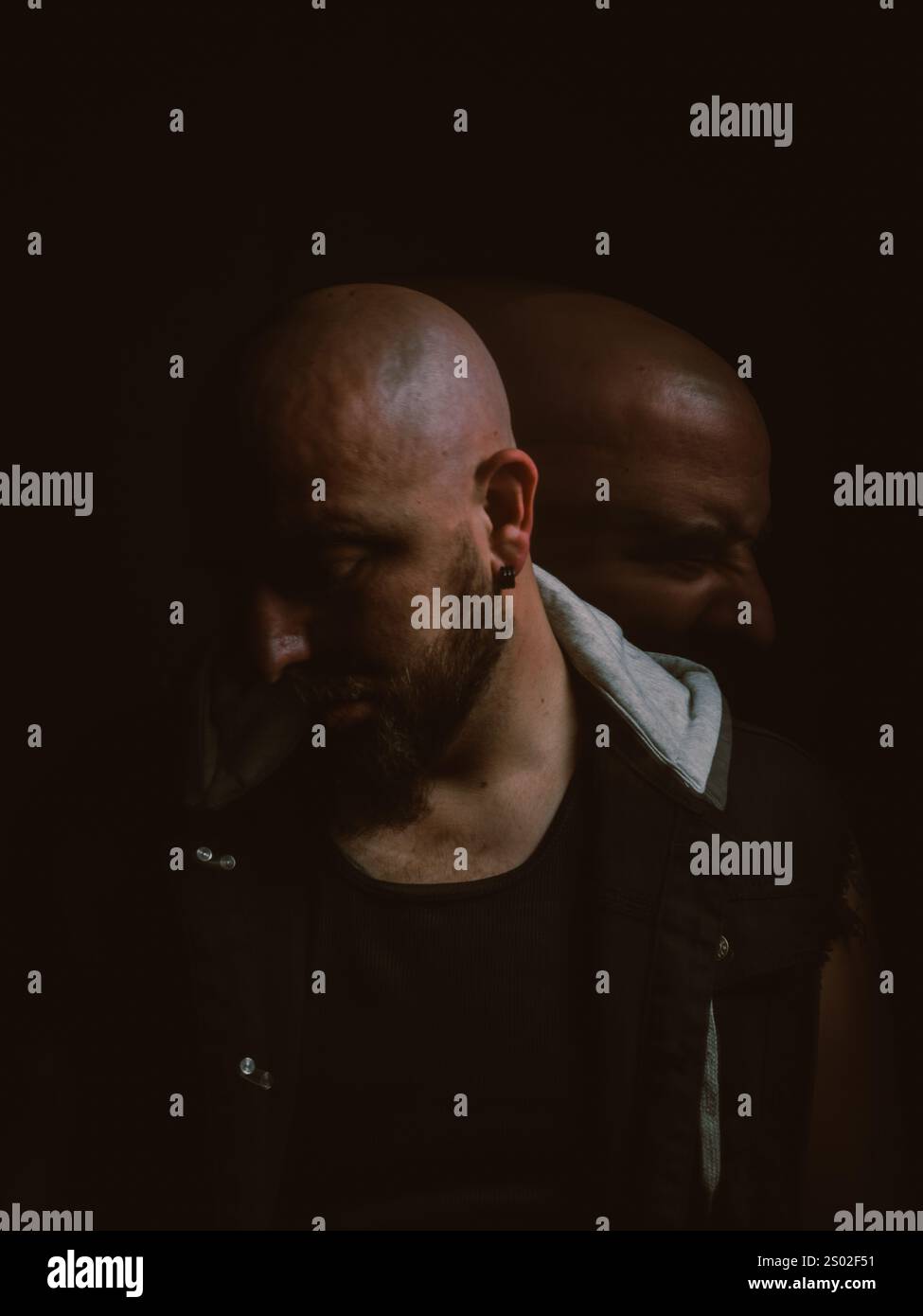 Male portrait double exposure dark Stock Photo - Alamy
