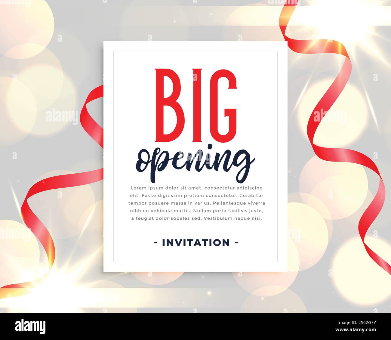 grand opening invitation template with red ribbons Stock Vector Image ...