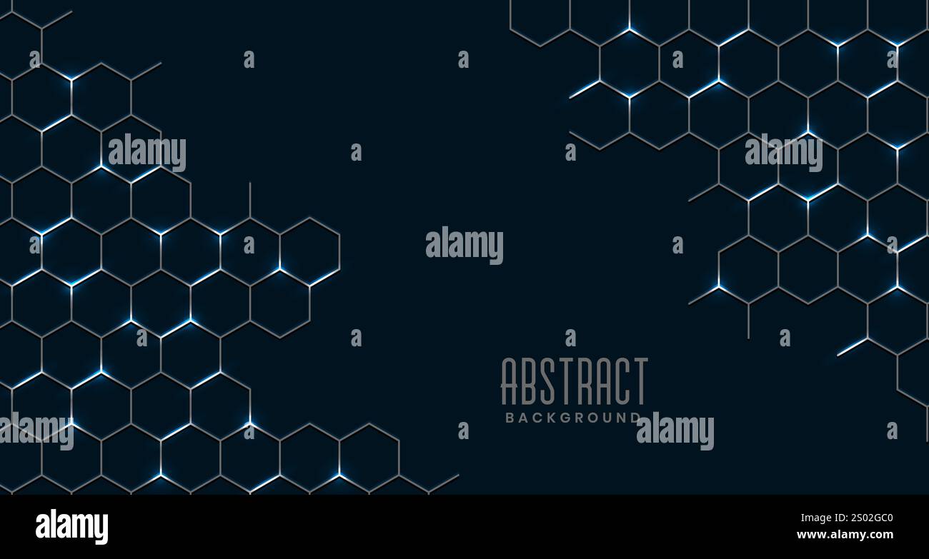 black abstract hexagonal mesh connection background Stock Vector Image ...