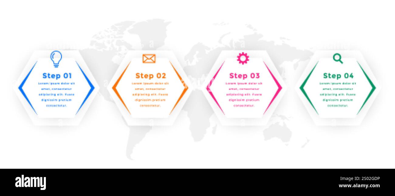 four steps hexagonal infographic template design Stock Vector Image & Art - Alamy