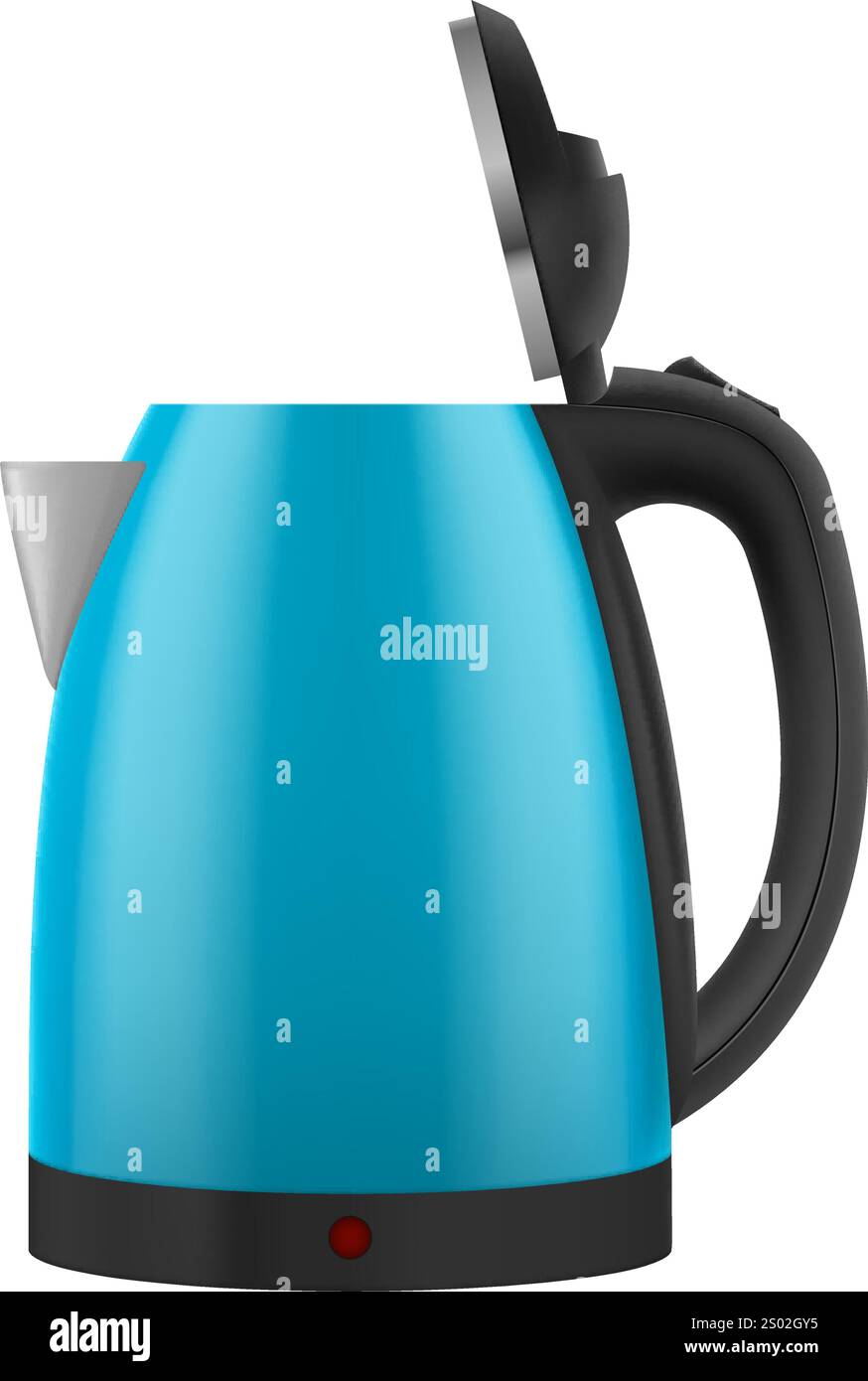Household Electric Kettle with Open Lid in Blue Color. Realistic ...