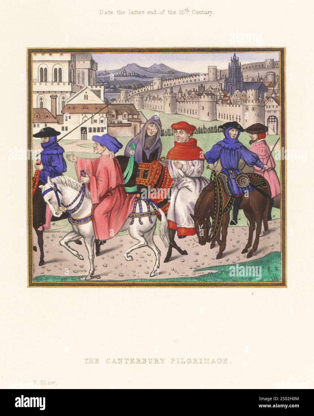The Canterbury Pilgrimage, latter end of the 15th century. Geoffrey ...