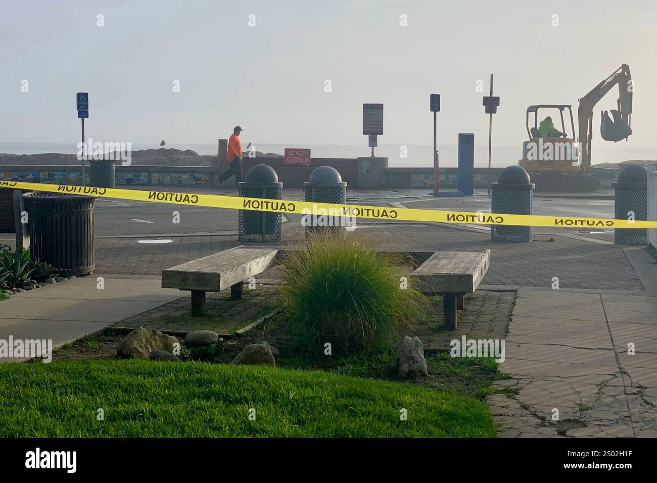 Caution tape closes Capitola Beach due to high surf on Monday, Dec. 23 ...