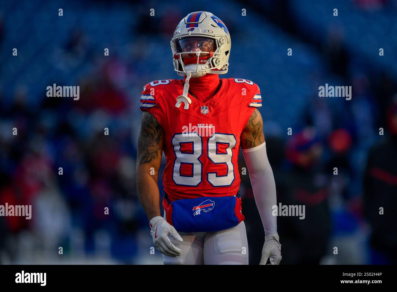 Buffalo Bills wide receiver Jalen Virgil (89) warms up before an NFL football game against the ...