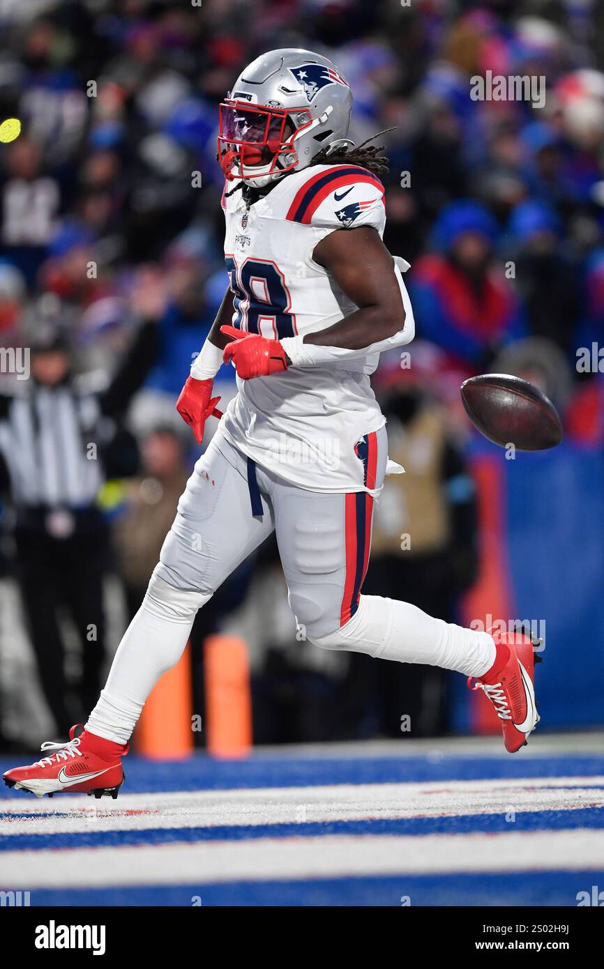 New England Patriots running back Rhamondre Stevenson (38) reacts after ...