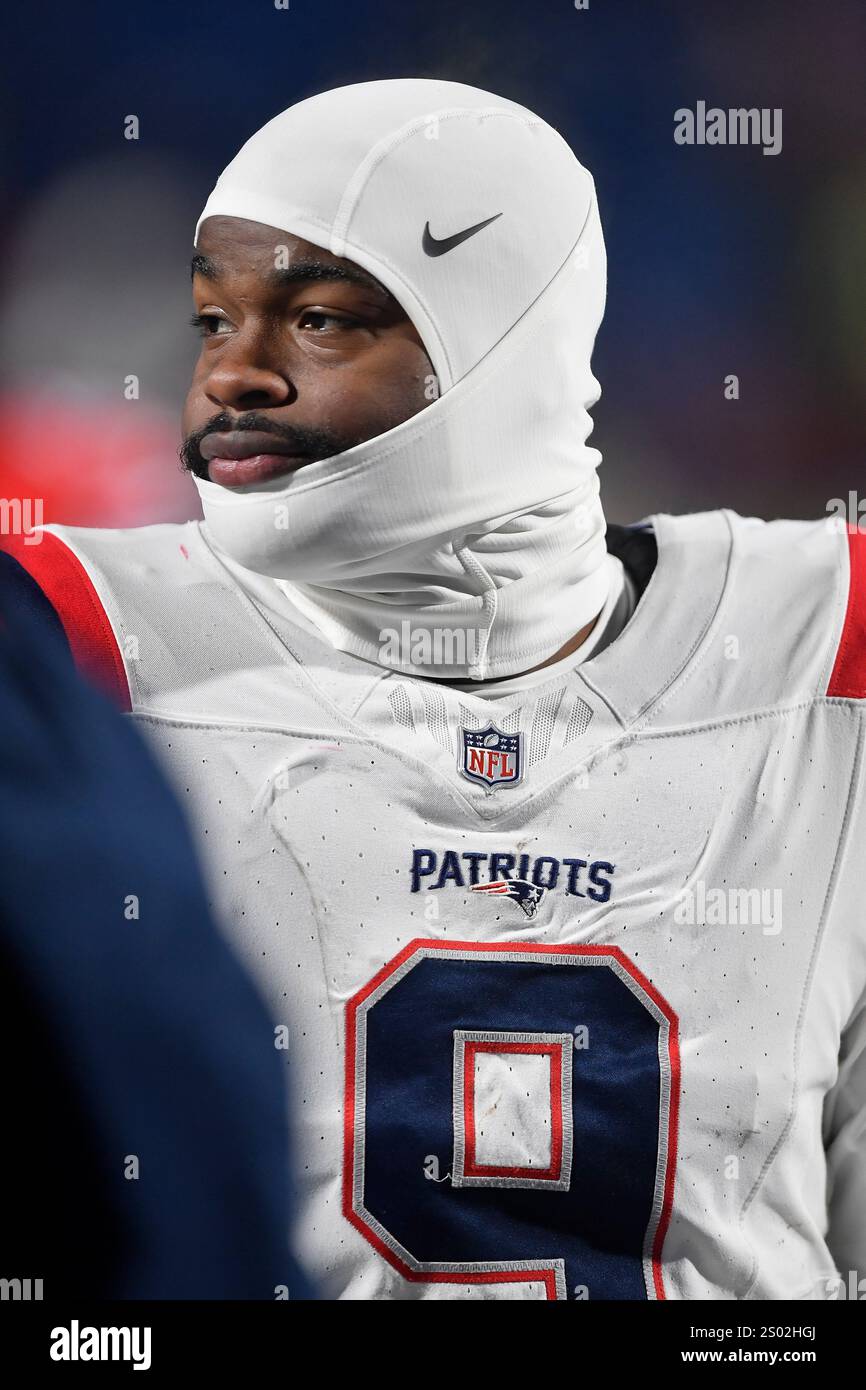 New England Patriots wide receiver Kayshon Boutte (9) walks off the ...