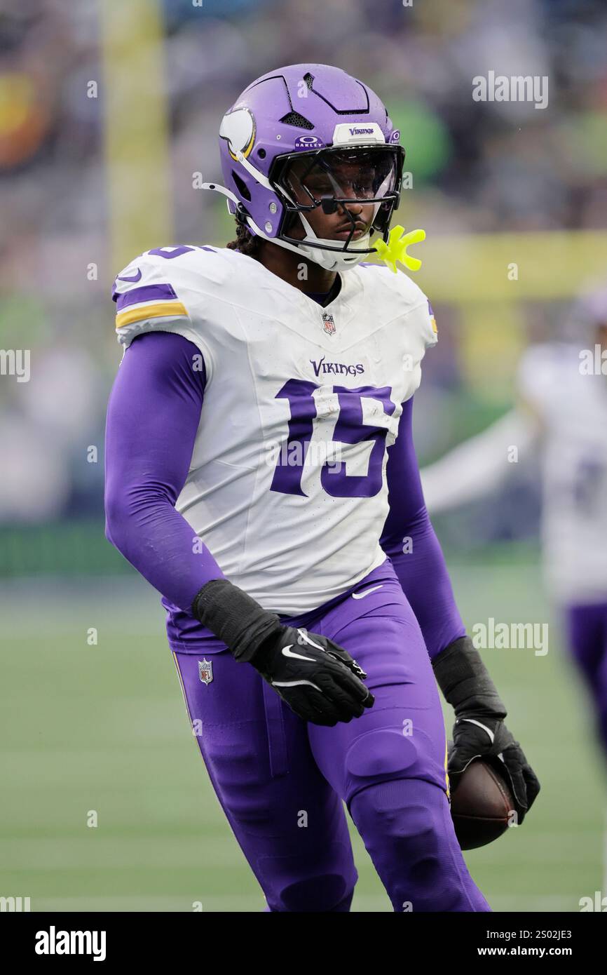 Minnesota Vikings linebacker Dallas Turner (15) celebrates with the ...