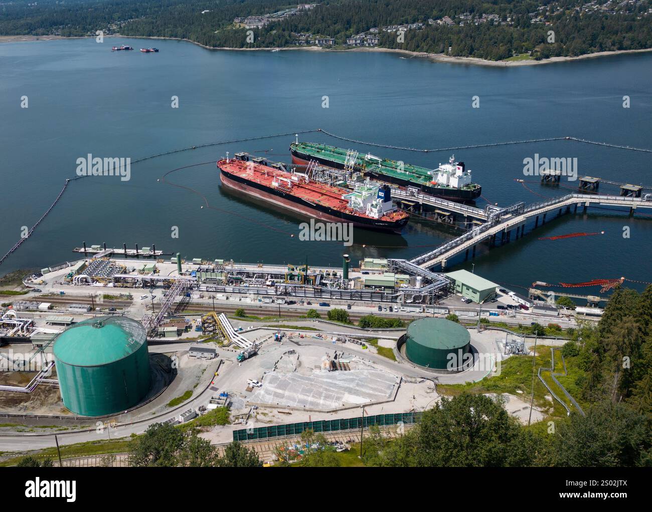 Burnaby, Canada. 10th June, 2024. Crude oil tankers are seen docked at ...