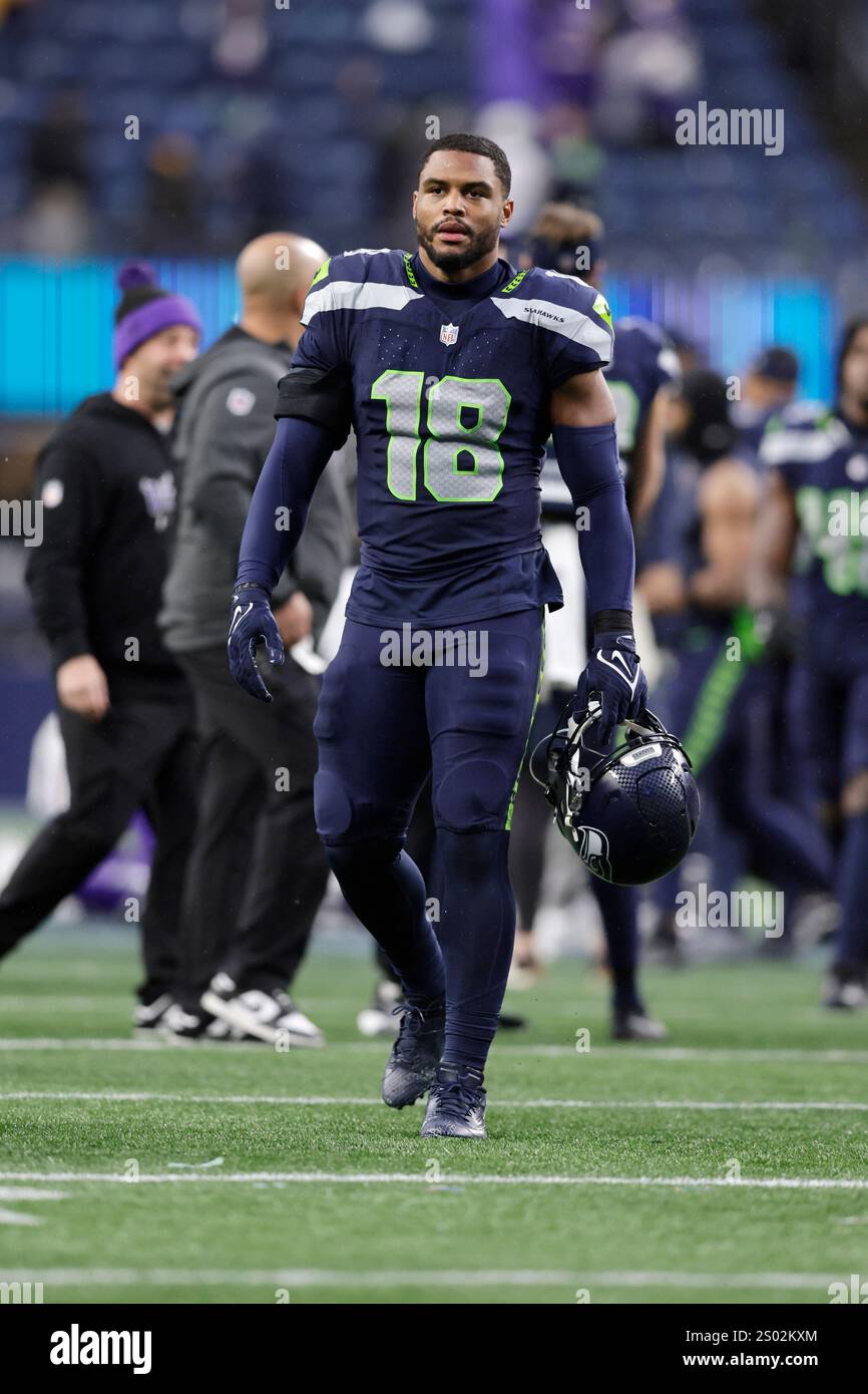 Seattle Seahawks linebacker Josh Ross (18) leaves the field after an ...