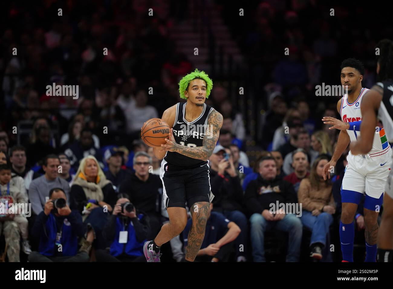 San Antonio Spurs' Jeremy Sochan plays during an NBA basketball game ...