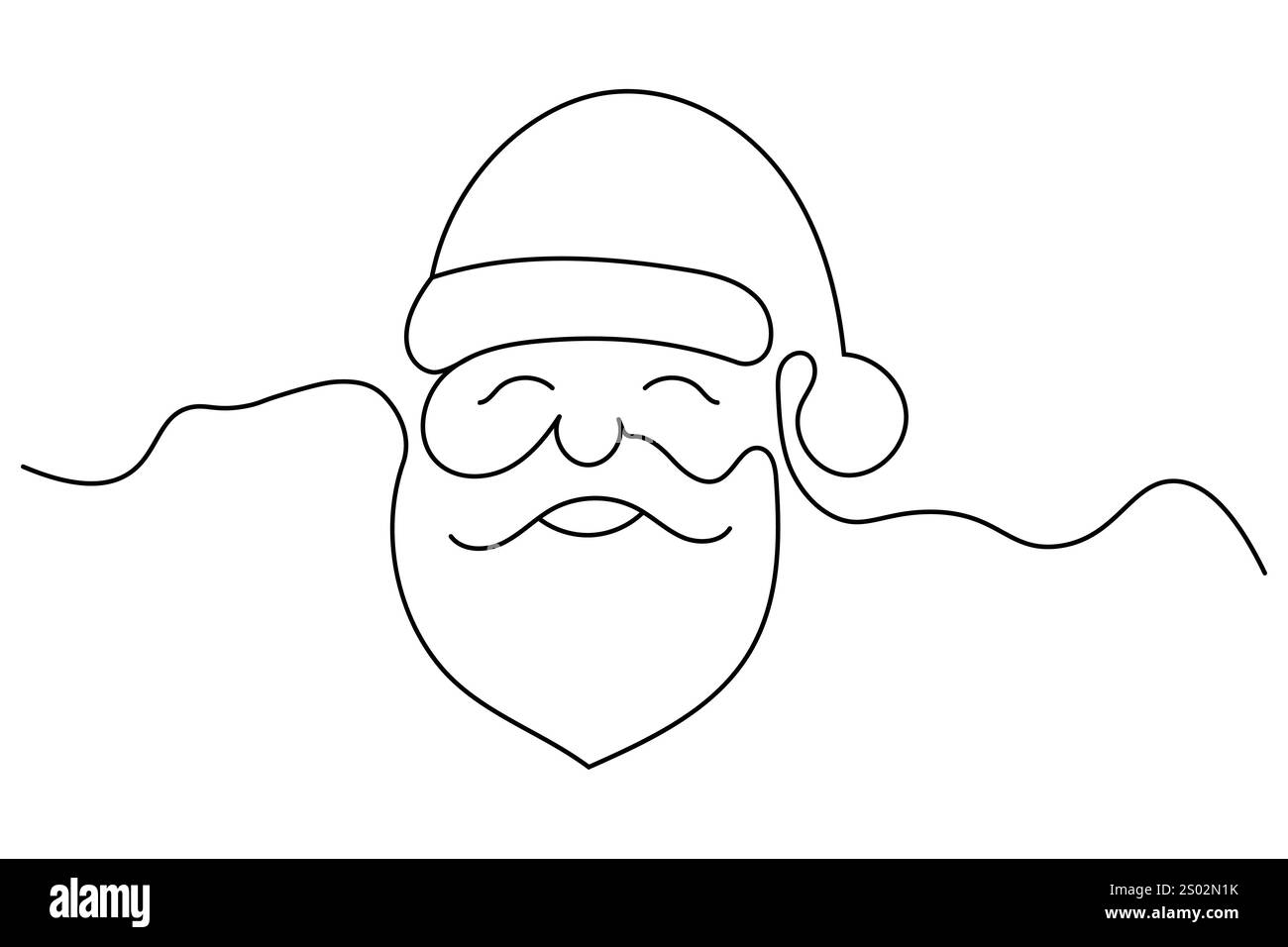 minimal santa claus face drawing one line art christmas illustration ...