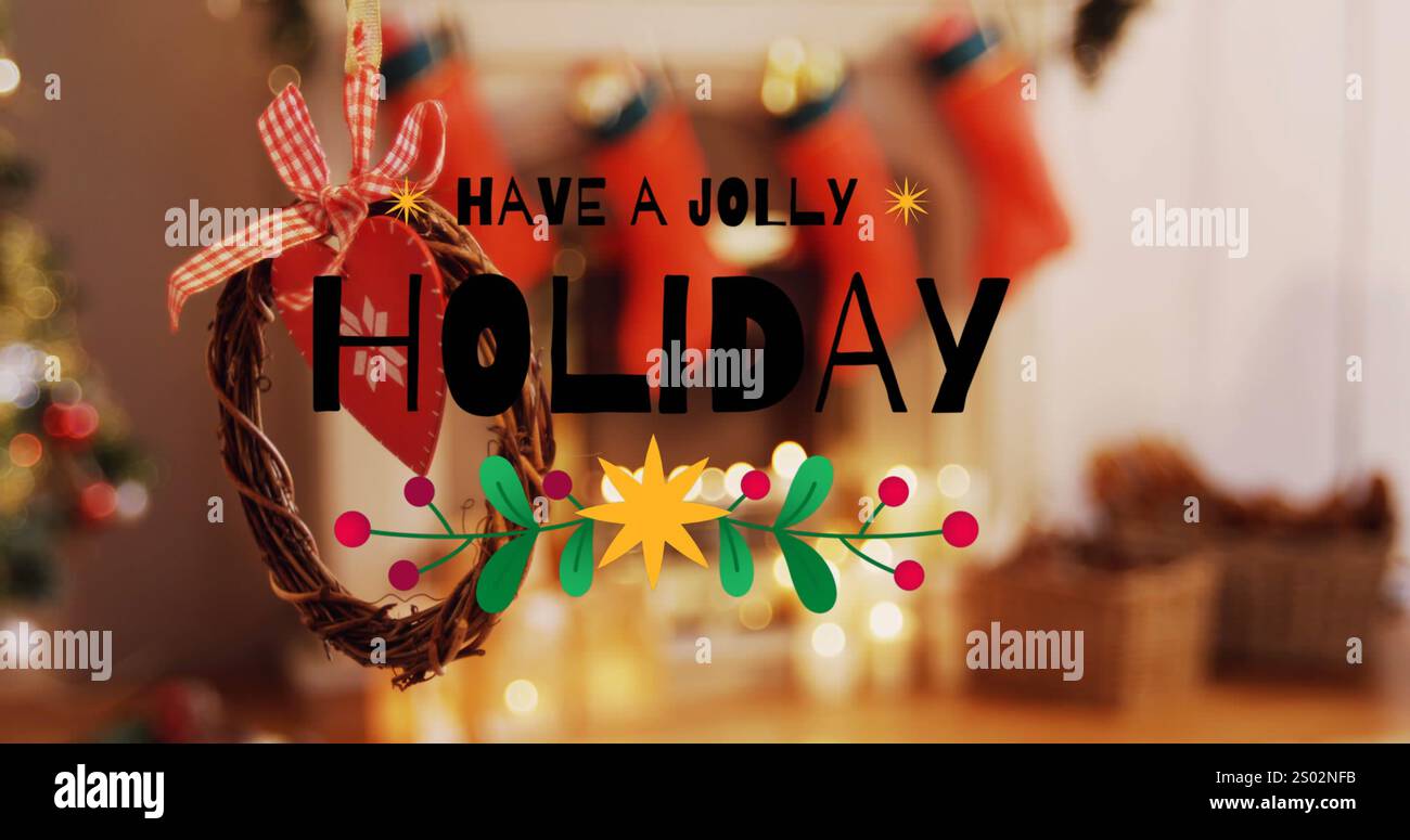 Image of christmas greetings text over decorations. Christmas ...