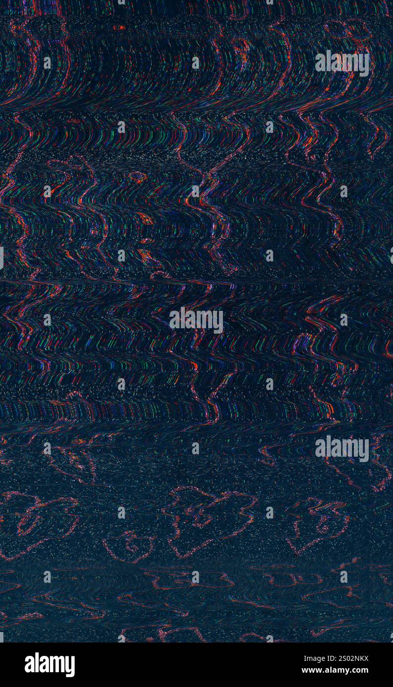 Glitch overlay. Analog TV noise. Screen distortion texture. Red green ...