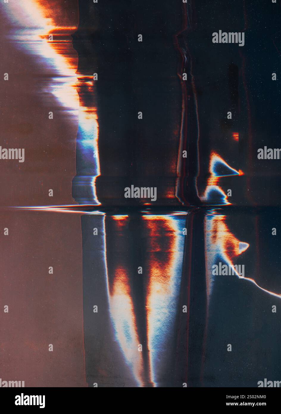 Dust scratch overlay. Glitch display. Color distortion. Blue orange ...