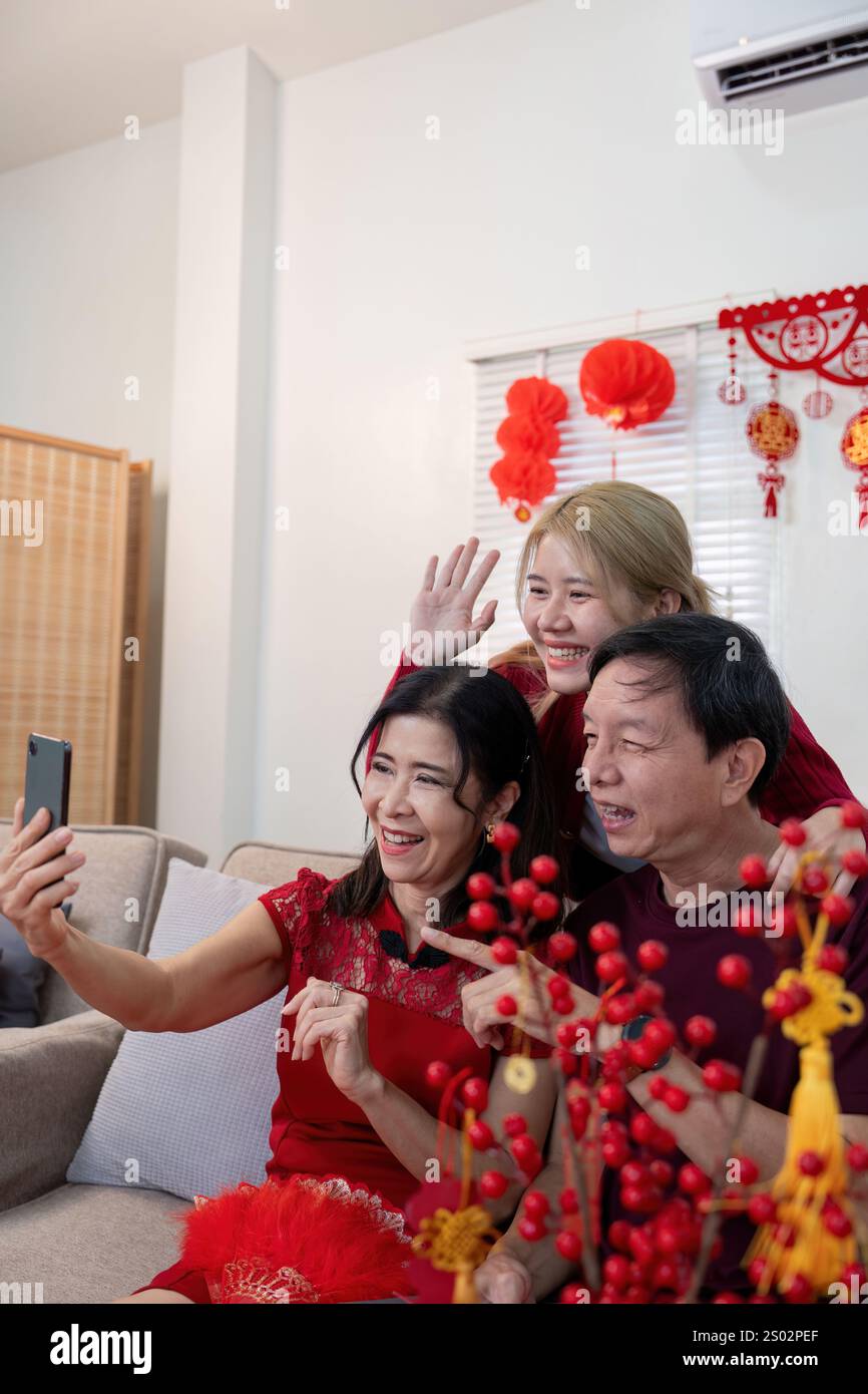 Celebrating chinese new year with family granddaughter and grandparents ...