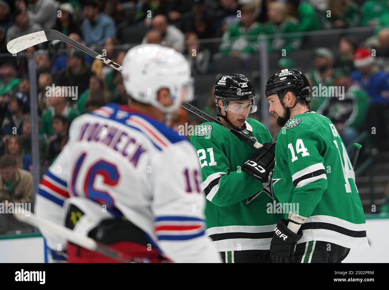 Dallas, United States. 20th Dec, 2024. Jason Robertson #21 and Jamie ...