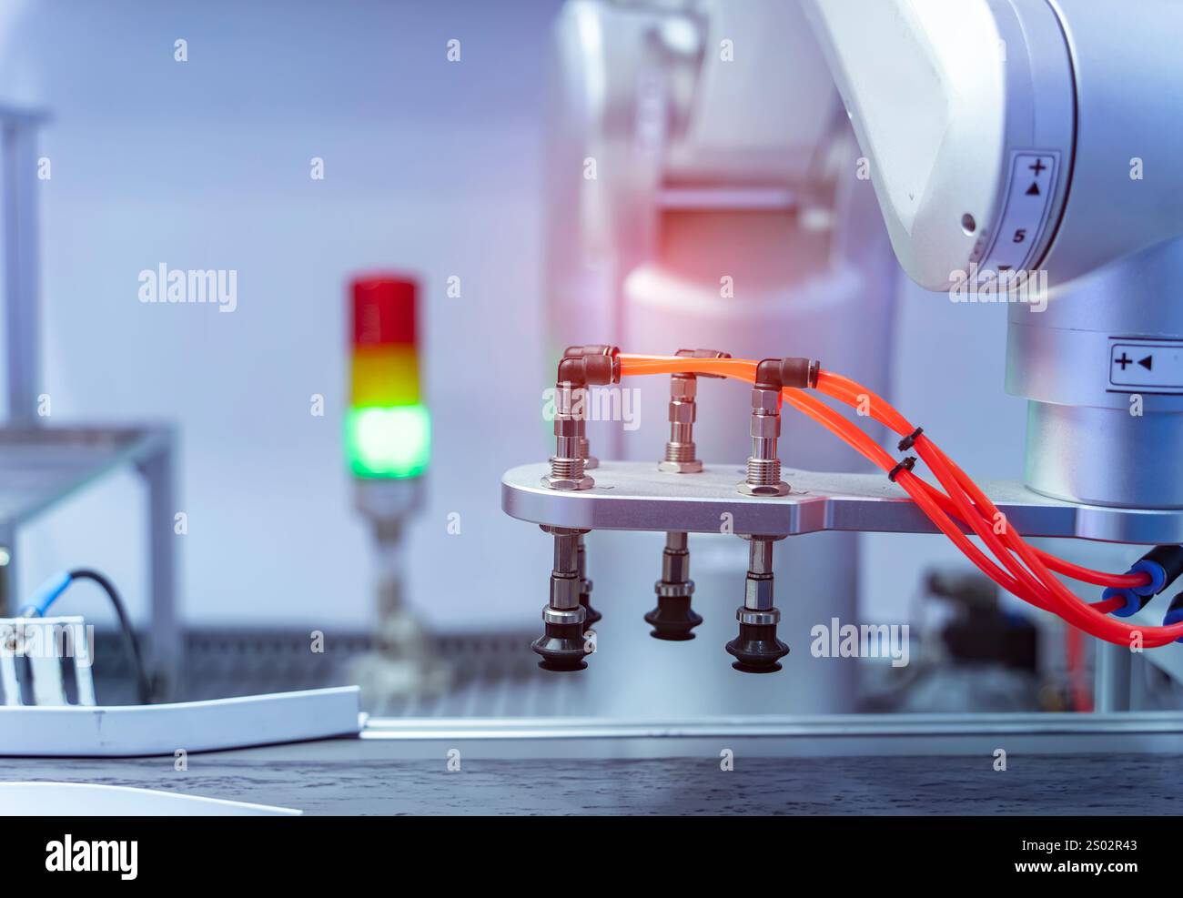 robotic pneumatic piston sucker unit on industrial machine,automation ...
