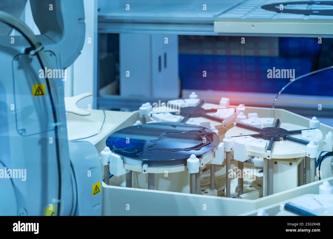 Silicon Wafers And Microcircuits With Automation System Control Application On Automate Robot