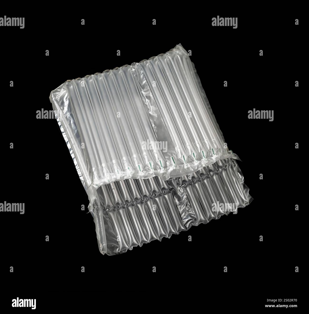 plastic translucent air packaging, protection of goods on black ...