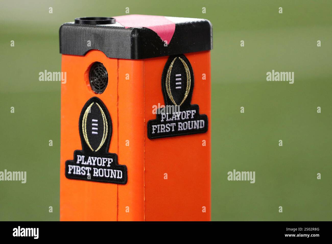 COLUMBUS, OH - DECEMBER 21: A pylon with the college football playoff ...