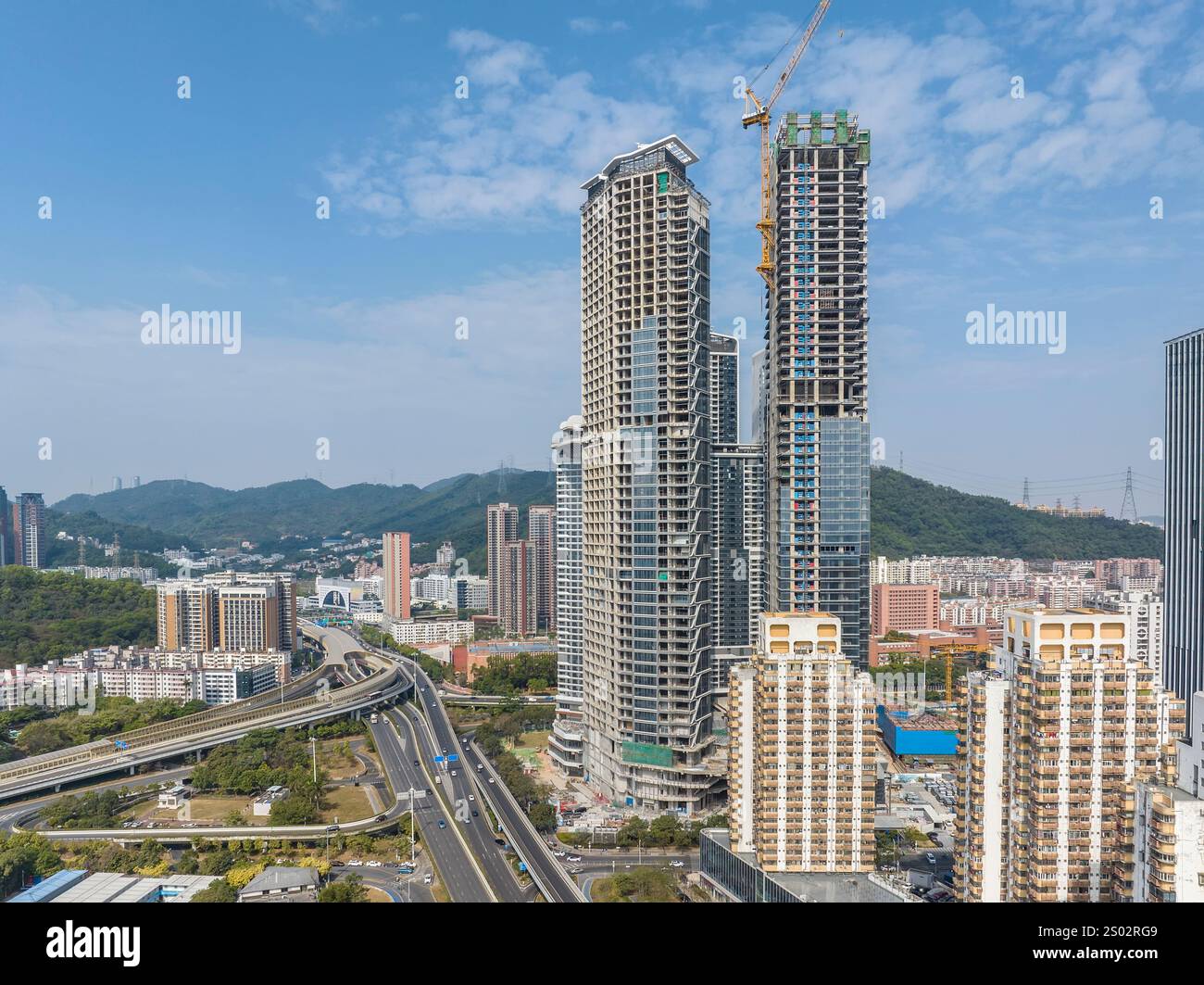 Construction of high-rise buildings in City, industrial construction ...