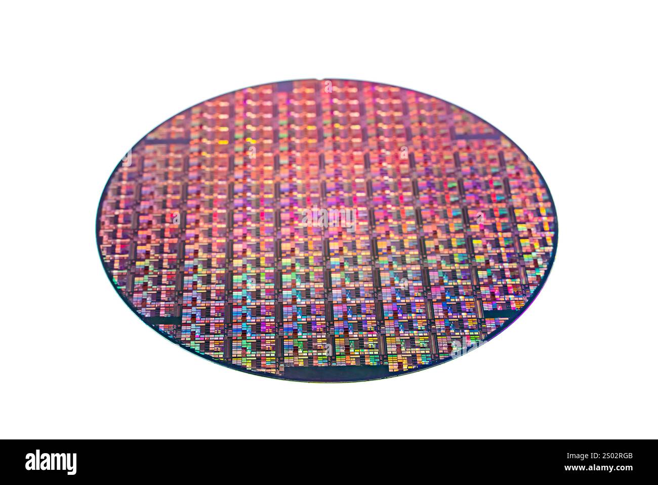 Semiconductor wafer disk made of silicon isolated on white background ...