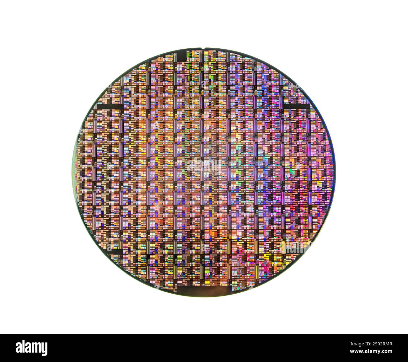 Semiconductor wafer disk made of silicon isolated on white background ...
