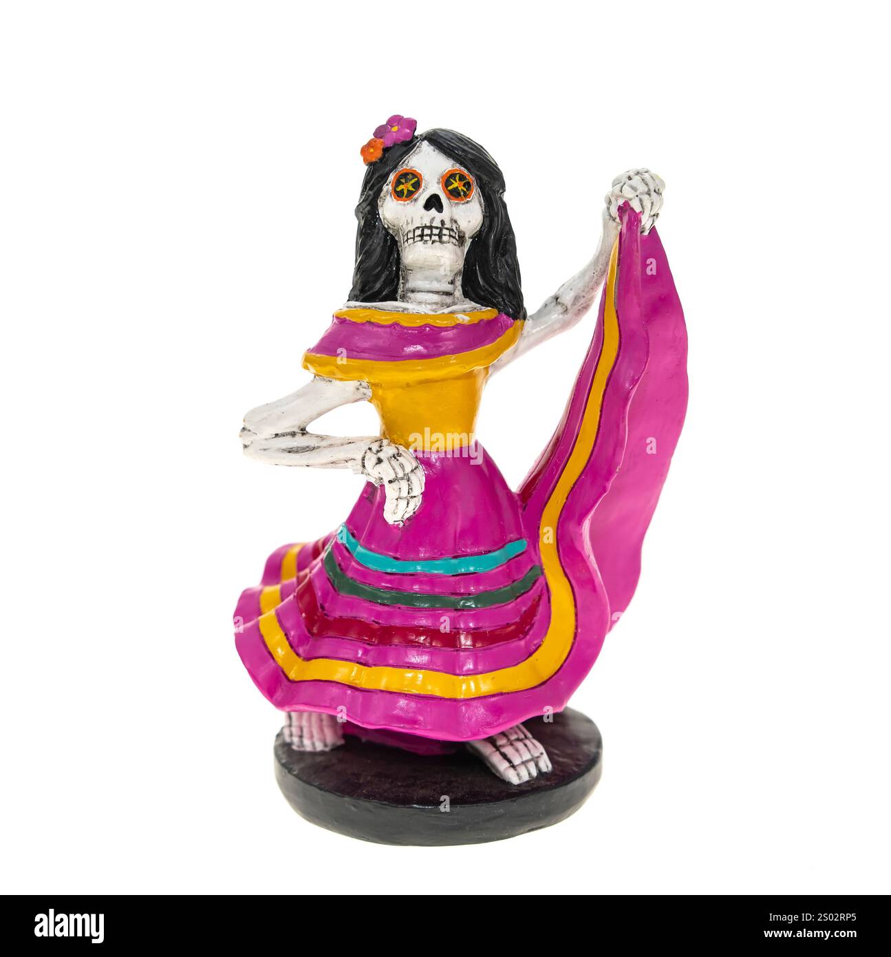 Skeleton character in costume for Day of the Dead dancing isolated on ...