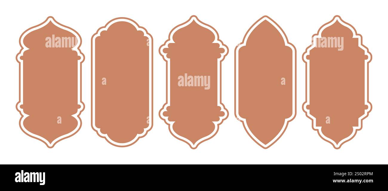 Ramadan Shape Windows. Set of beige Arabic frames isolated on white ...