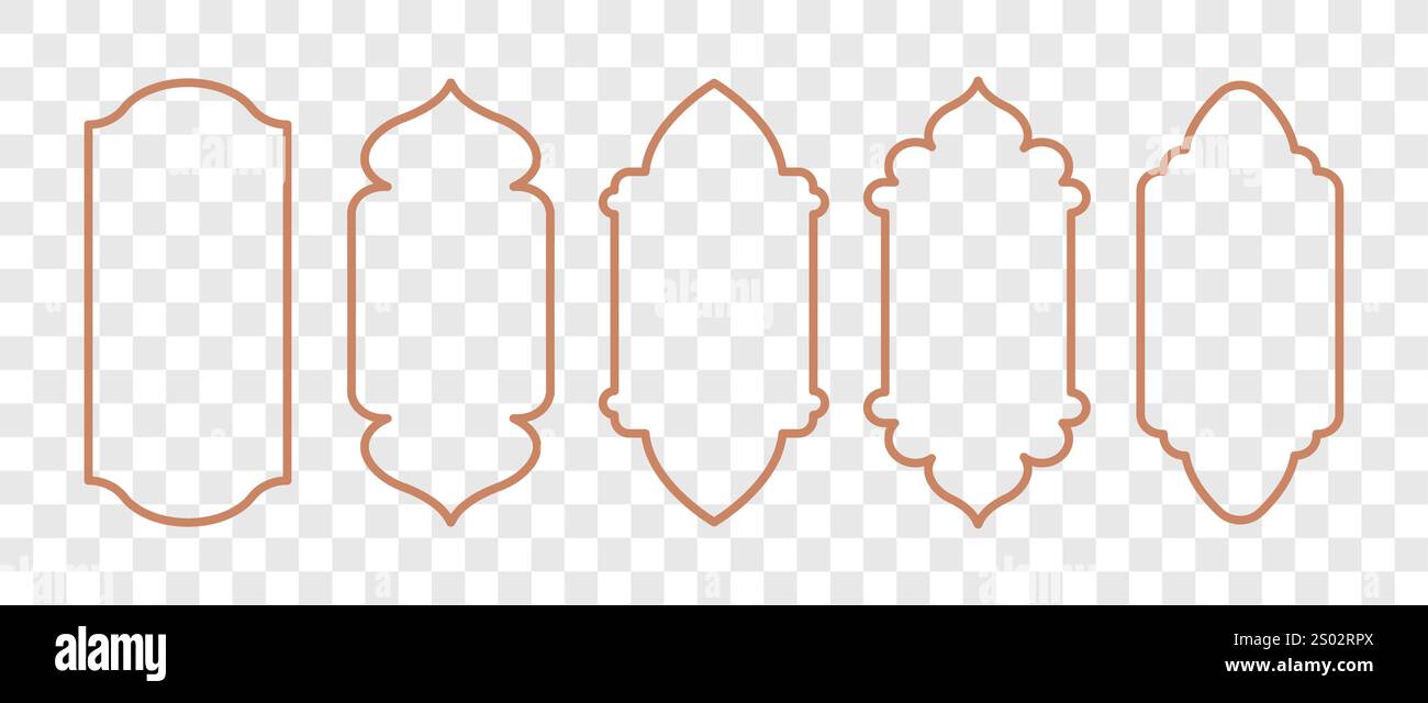 Shape Islamic Door and Windows. Set of beige Muslim frames. Outline ...