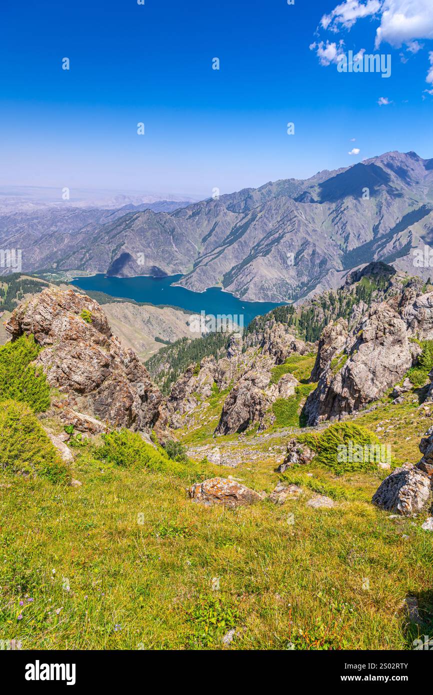 Heaven Lake of Tian Shan (Tianchi). A famous World Heritage site in ...