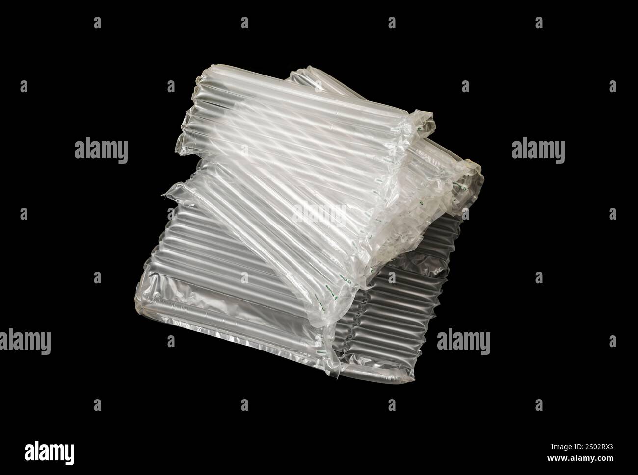 plastic translucent air packaging, protection of goods on black ...