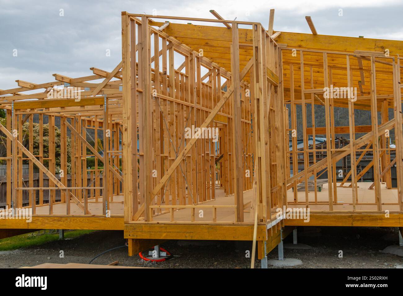 Bicheno, Tasmania - December 23 2024: timber frame house of a new house ...