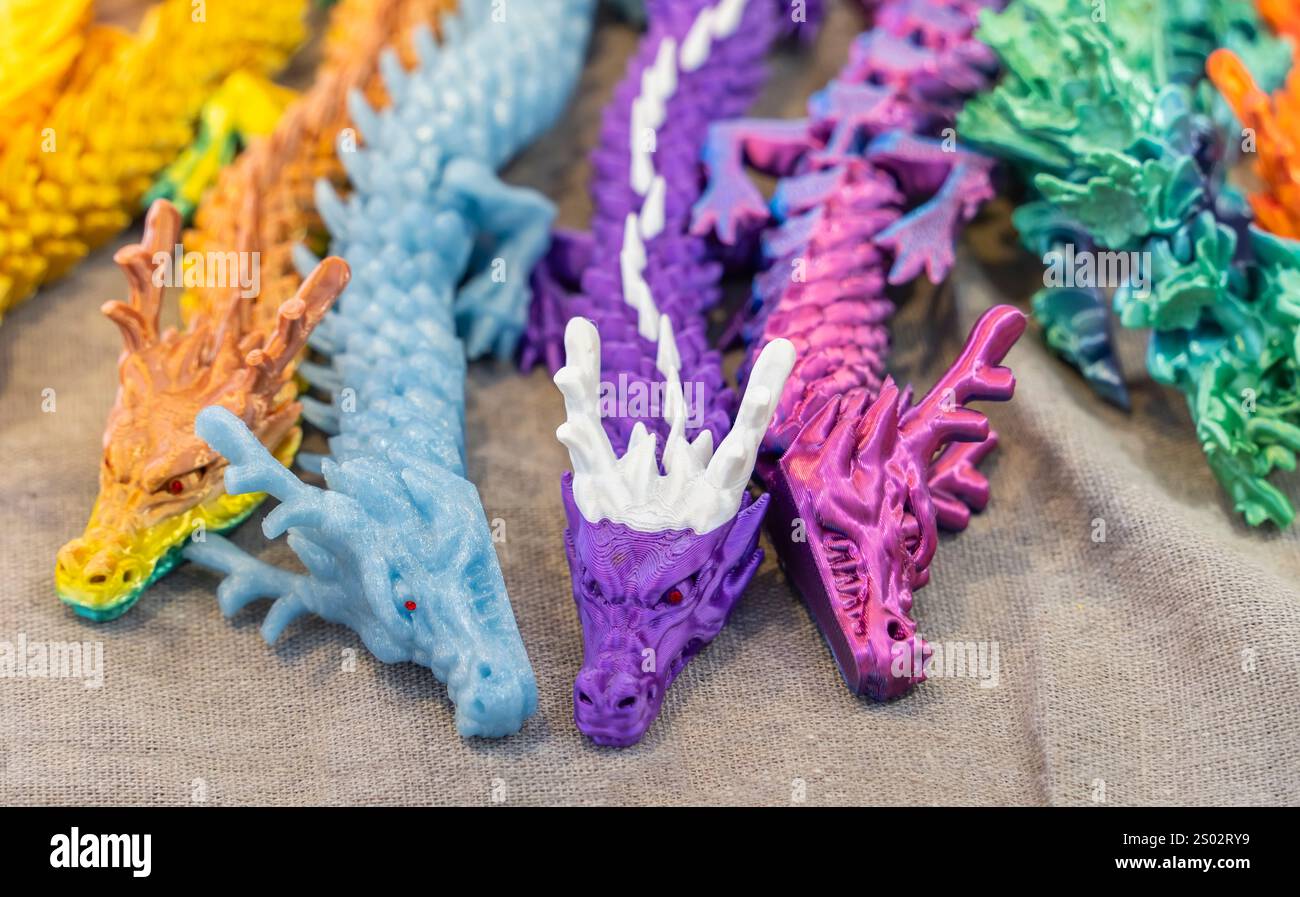 3D printer printing dragon head figure close-up Stock Photo - Alamy